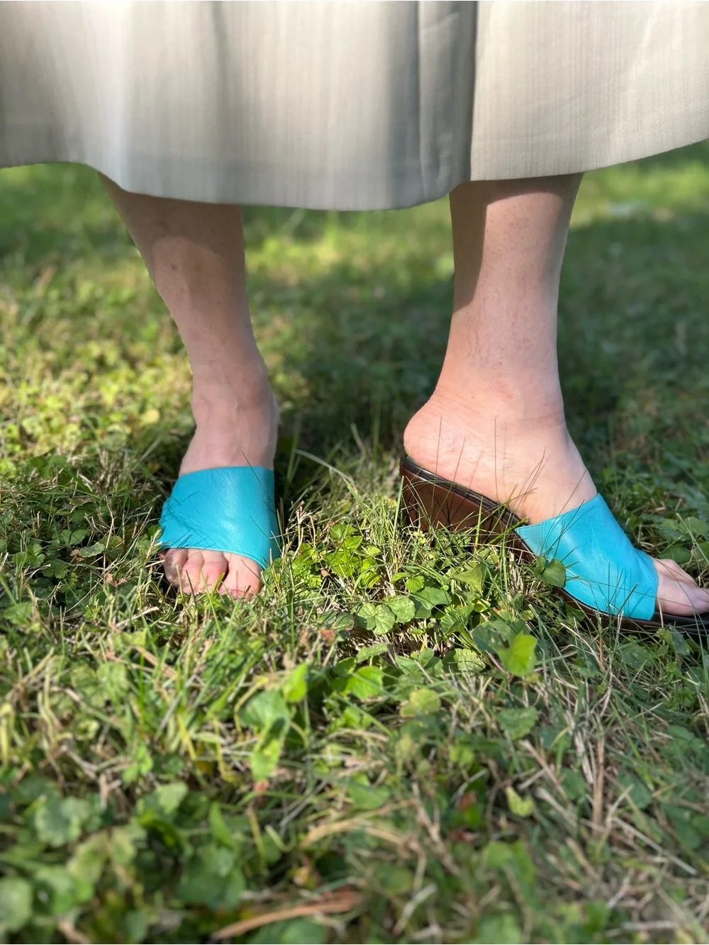 AEROSOLES | Shoes | Aerosoles Teal Leather Wedge Slide | Poshmark